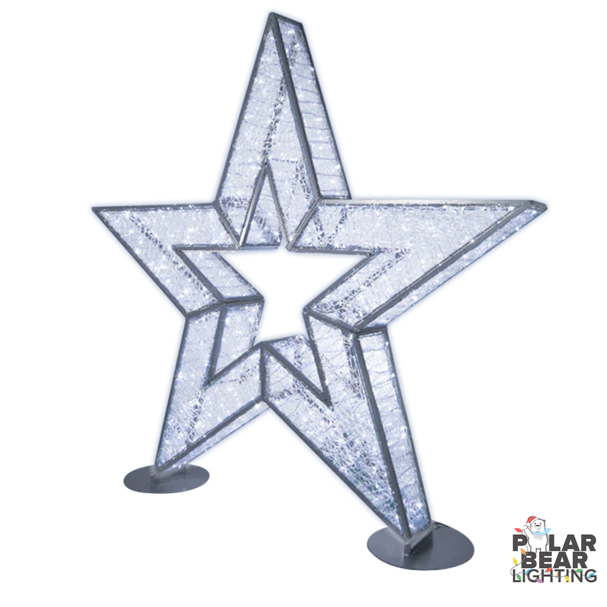 6.5' FT Cool White Waterloo Illuminated Star Display - Polar Bear Lighting