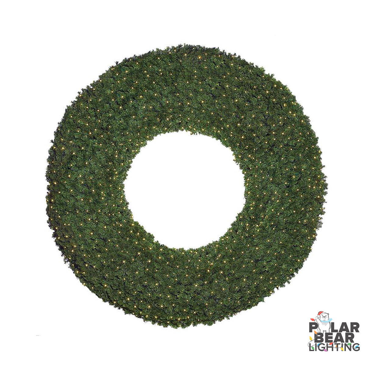 4' FT Natural Mountain Pine Wreath - Polar Bear Lighting