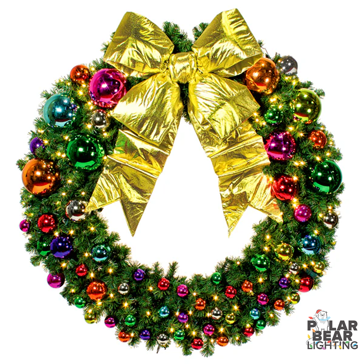 3' FT Multicolor Pop Pre-Decorated Wreath - Polar Bear Lighting